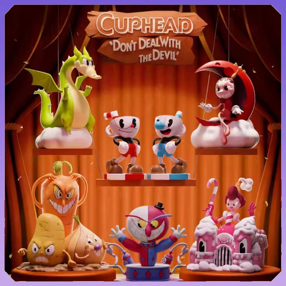 A cuphead mostrar série dos desenhos animados caixa cega jogo figura de ...