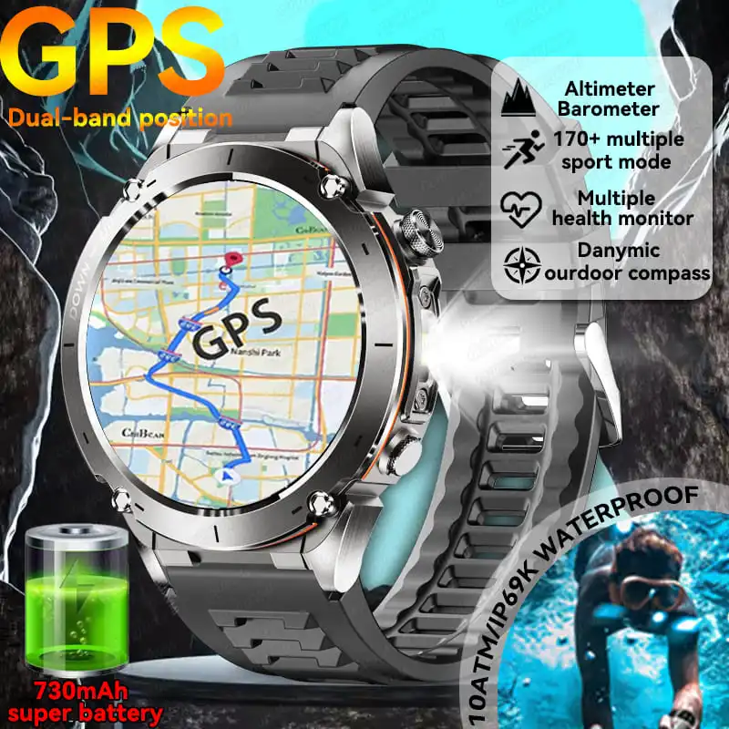2025 New Outdoors GPS Position Smart Watch Men AMOLED Screen 730mAh ...