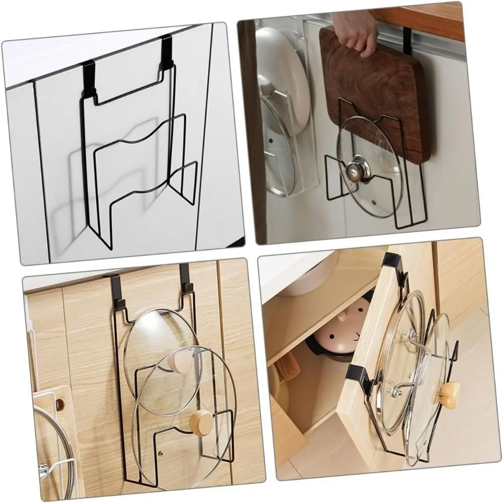 Metal Pot Lid Holder Shelf Space-saving Pot Cover Rack Kitchen ...