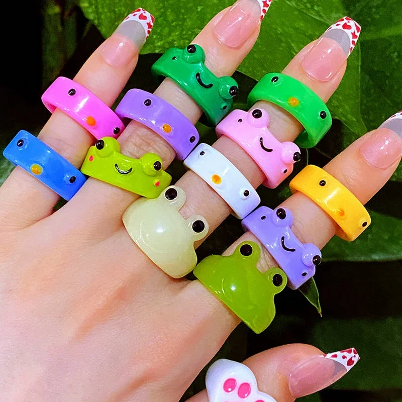 Cute-Frog-Ring-Cartoon-Resin-Rings-for-Women-Girl-Simple-Animal ...