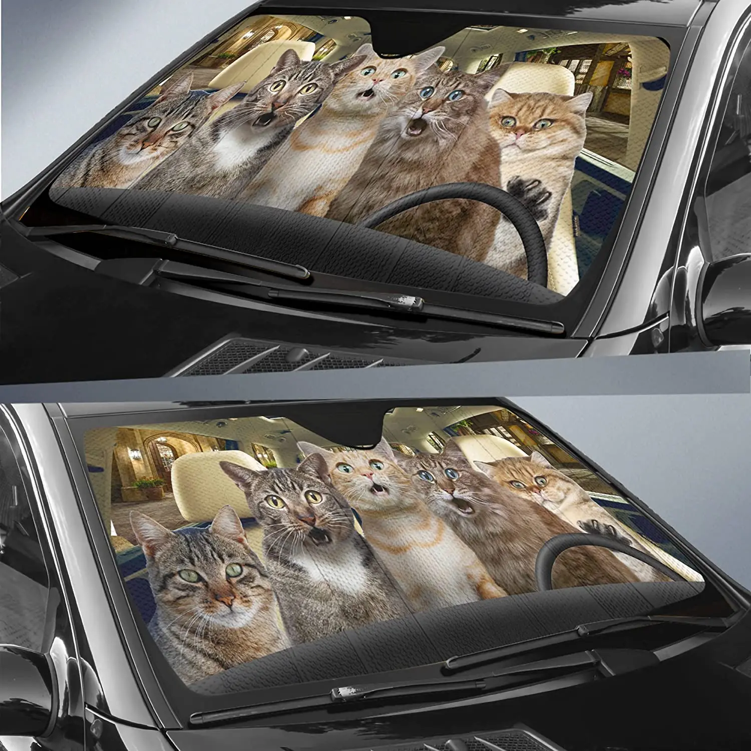 Funny Cat Car Front Window Sunshades Cover - MyChoiceNo1