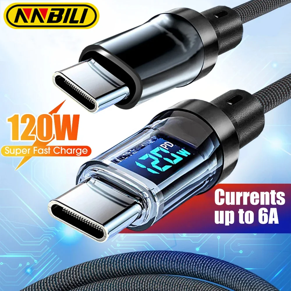 NNBILI-120W-USB-A-to-Type-C-Digital-Display-Cable-Fast-Charging-PD-USB ...