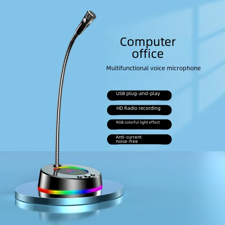 Metal-Goose-Neck-Microphone-Wired-Desktop-Usb-Computer-Game-Esports ...