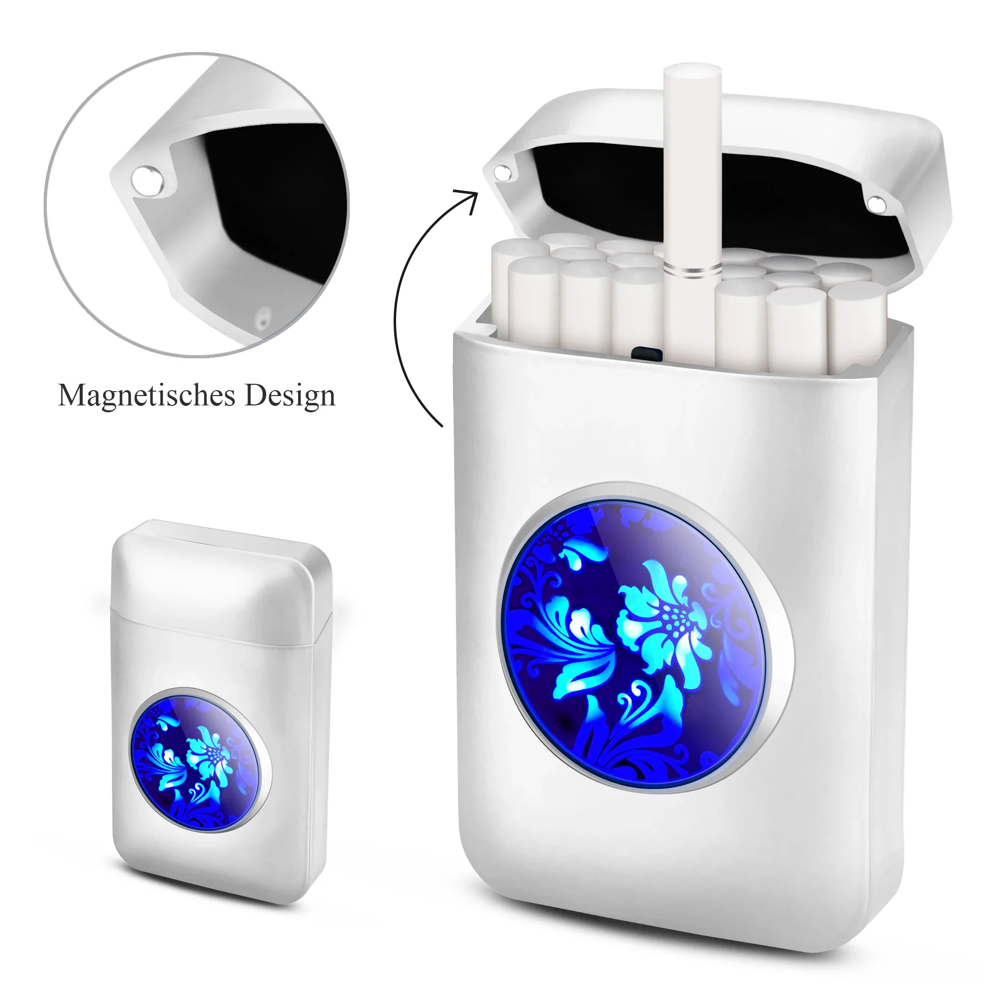 19pcs-Capacity-Smoking-Cigarette-Case-LED-Display-Metal-Tobacco-Holder ...