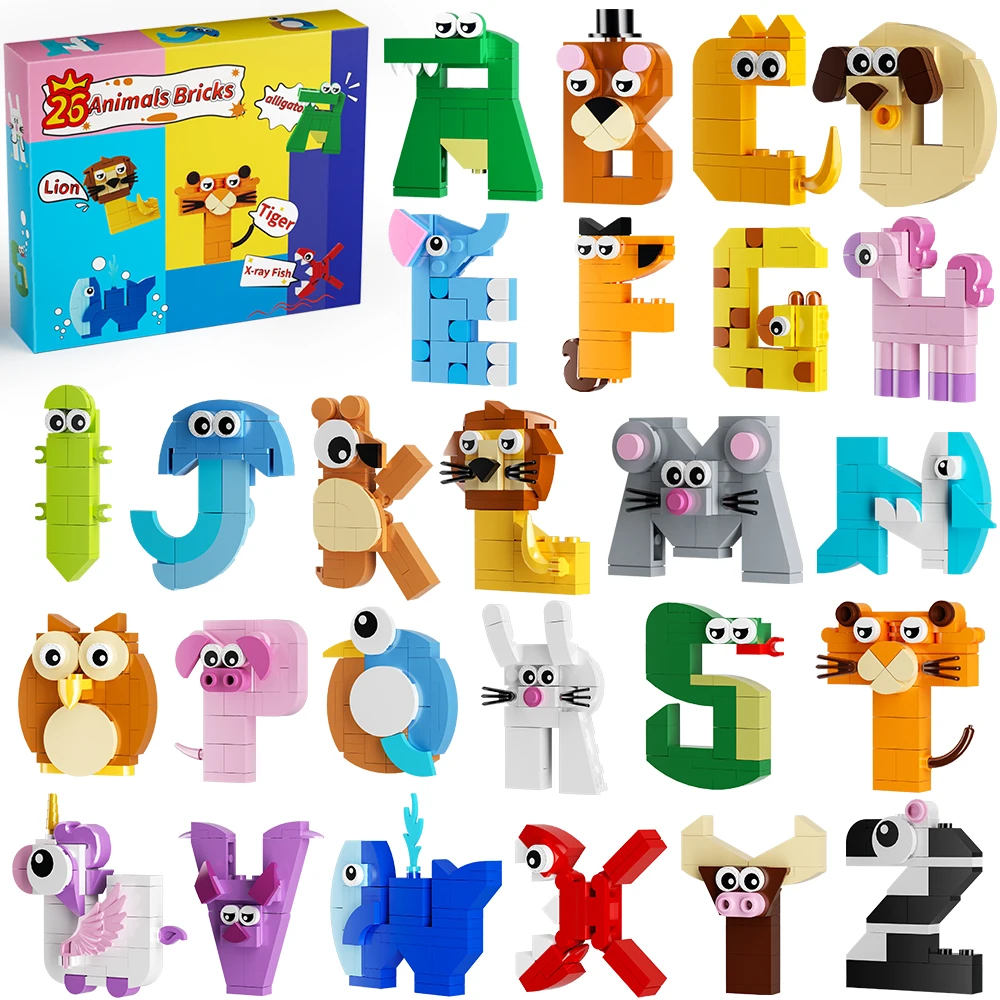 New-26-Style-English-Alphabet-Building-Blocks-Set-A-Z-Animal-English ...