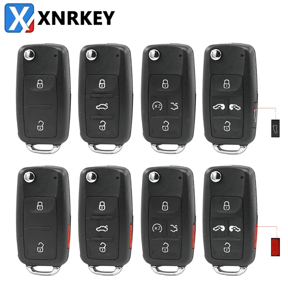 XNRKEY 2/3/4/5 Button Flip Remote Car Key Shell Fob for VW Volkswagen ...