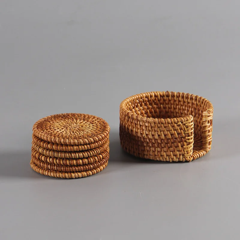 Rattan-Ceramic-Insulated-Pad-Handmade-Coasters-Pot-Mats-Combined ...