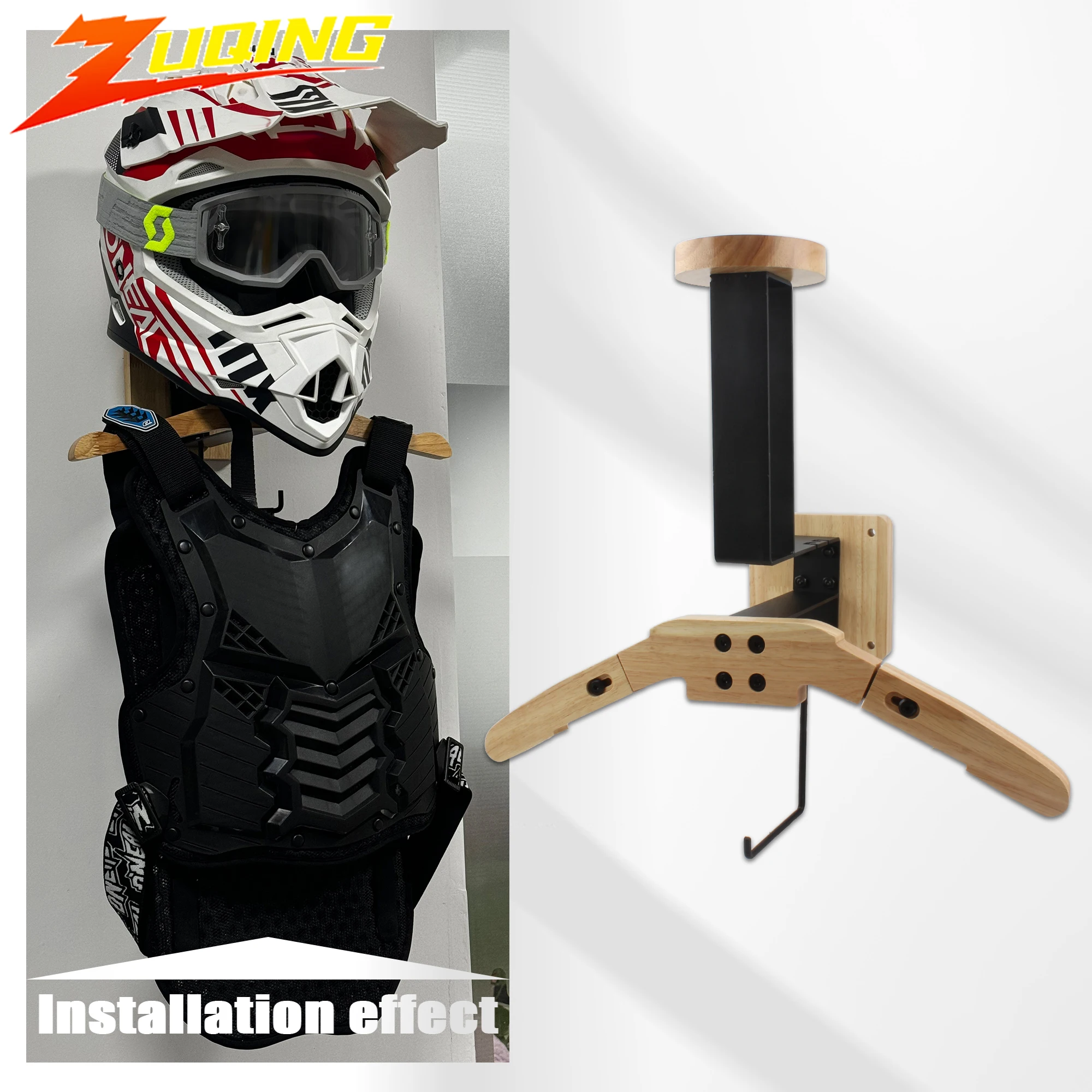 Universal Wooden Motorcycle Helmet Display Rack Wall Mount Bicycle ...