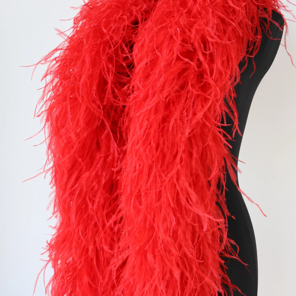 1-20Ply Dyed Fluffy Ostrich Feathers Boa Red Ostrich Feather Shawl for ...
