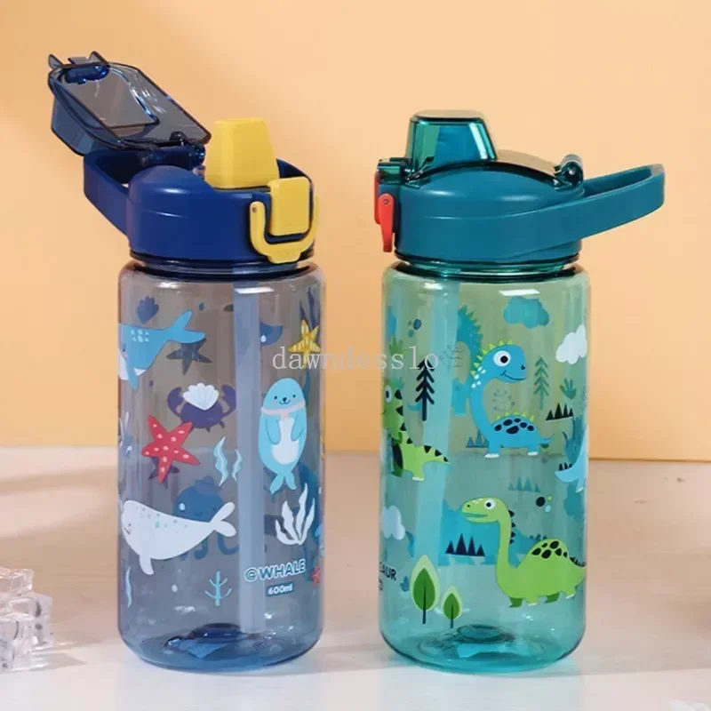 600Ml-Kids-Sippy-Cup-Water-Bottles-Creative-Cartoon-Feeding-With-Straws ...