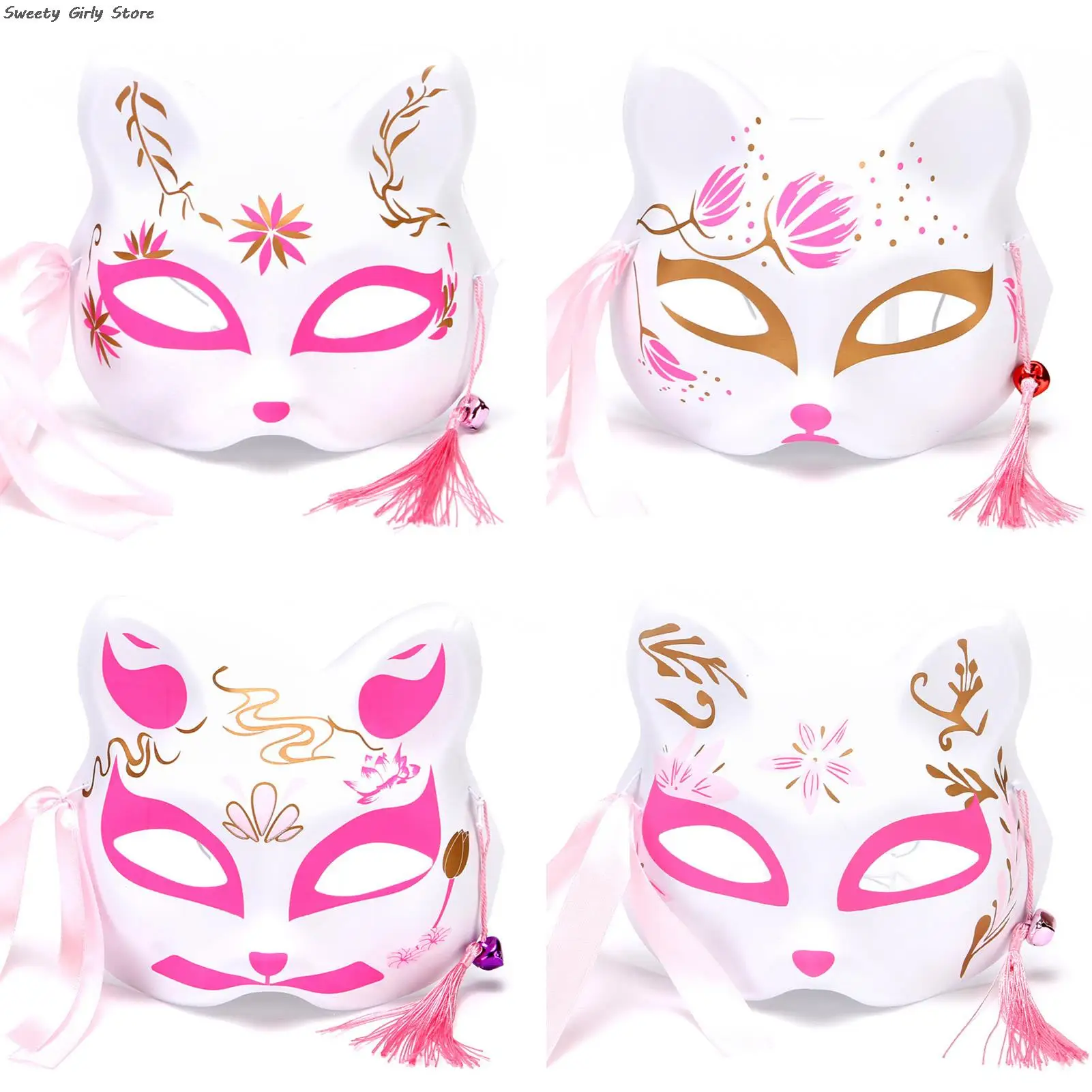 Sweet-Girls-Party-Masquerade-Women-Makeup-Props-Mask-Pink-Cosplay ...