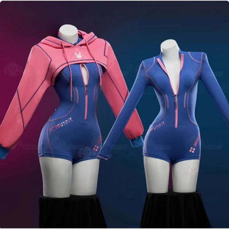 Game Overwatch D.Va OW Cosplay Halloween party pink sweet coat jumpsuit ...