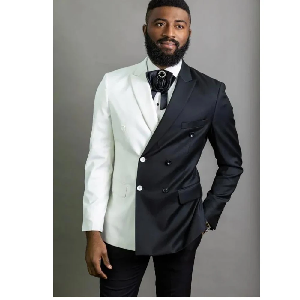 Double-Breasted-Blazer-Men-s-Suits-Black-And-White-Coat-Peaked-Lapel ...