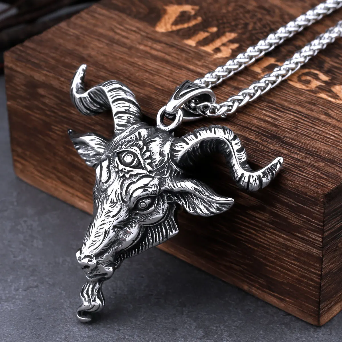 Viking-Lucifer-Satanic-Ram-Head-Necklace-Men-s-Stainless-Steel-Vintage ...