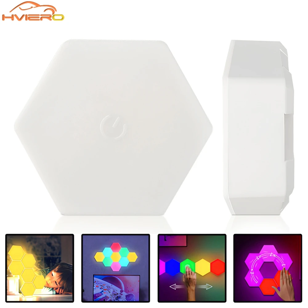 HomeLamp RGB LED Quantum Wireless Hexagon Lamp Touch Sensor Night Light ...