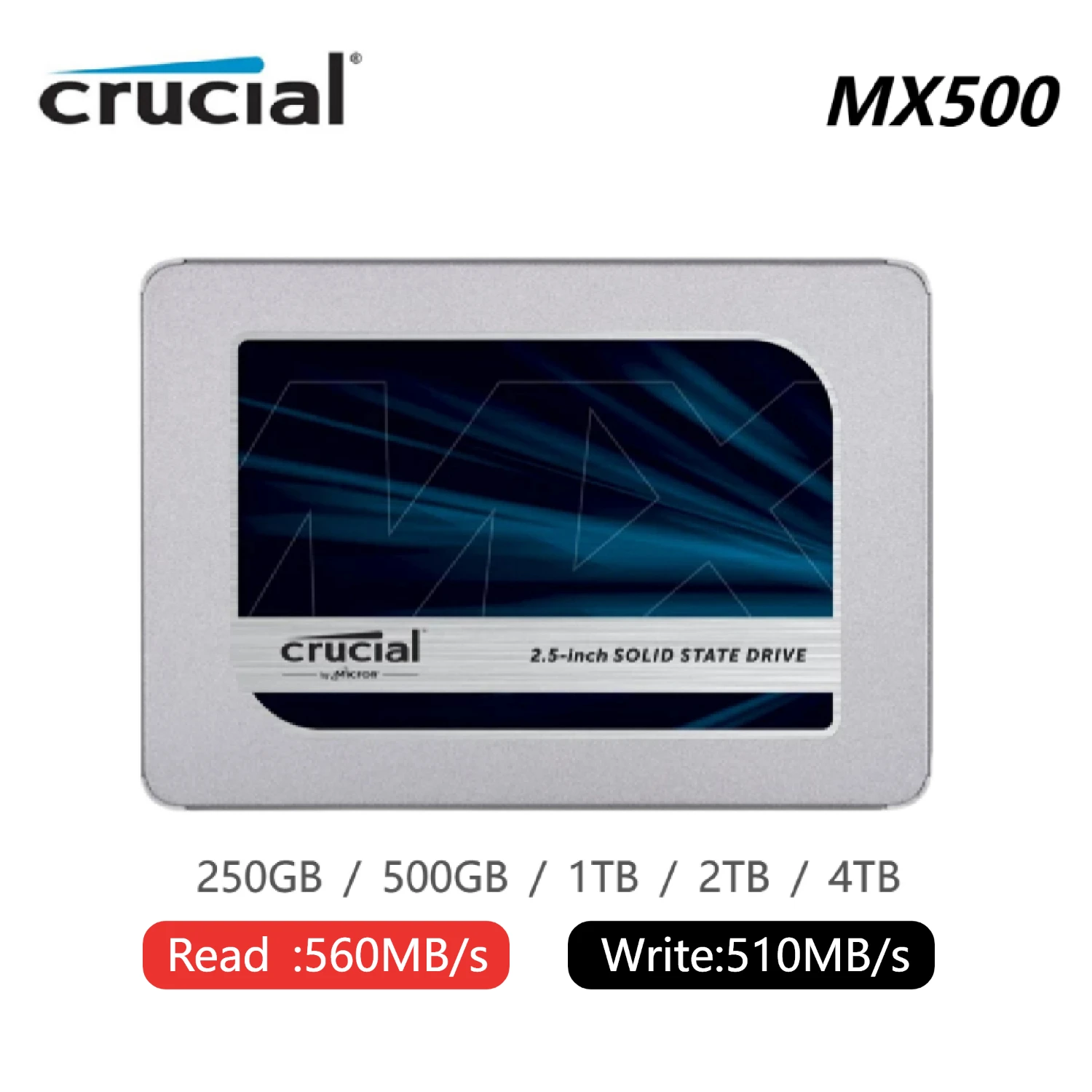 Crucial MX500 250GB 500GB 1TB 3D NAND SATA 2.5 inch 7mm Internal Solid ...