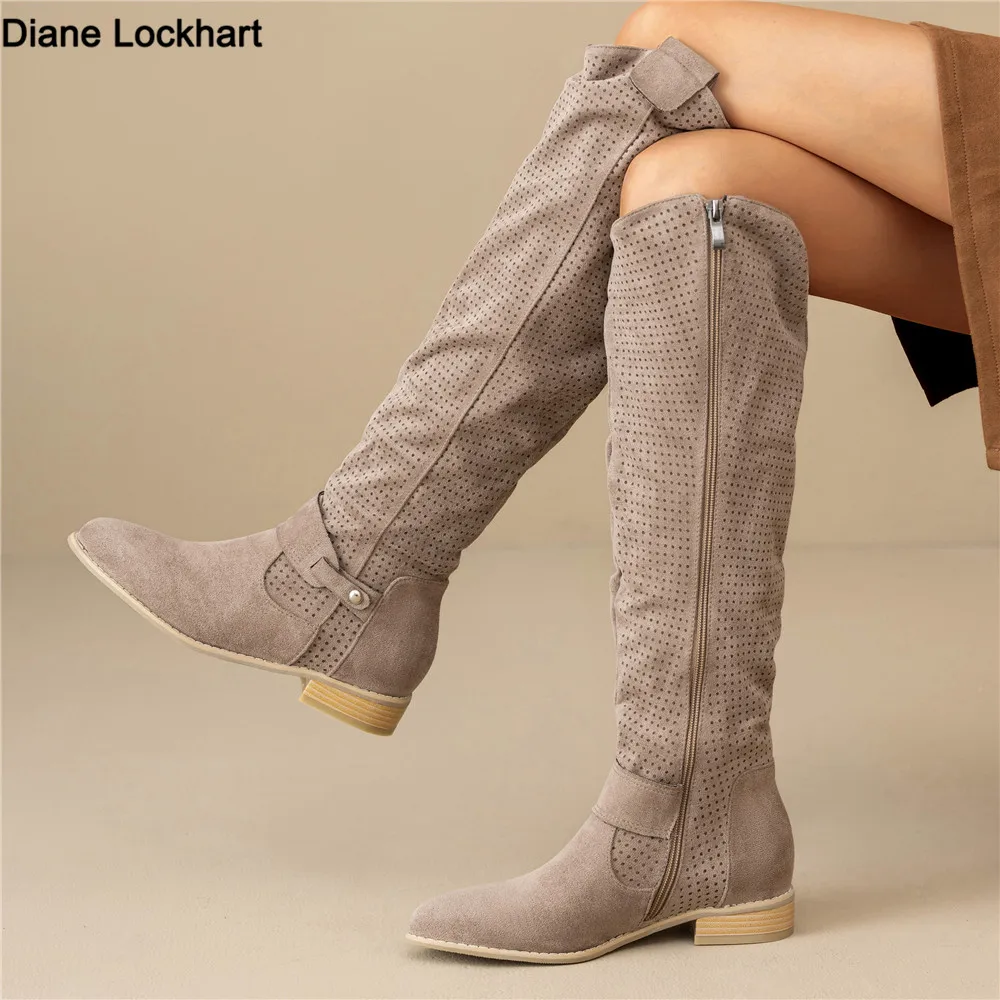 Femmes bottes Faux daim décontracté talon bas collège style femmes ...