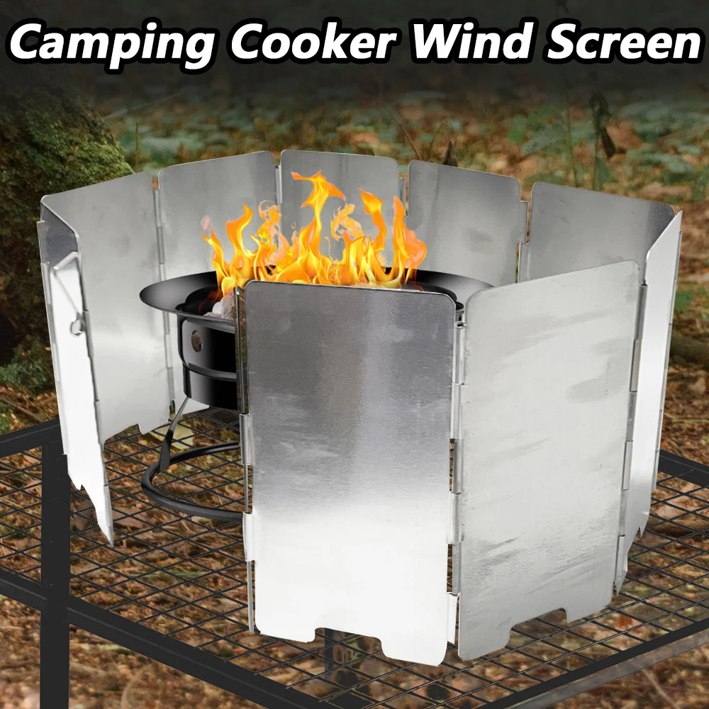 9-Plates-Foldable-Gas-Stove-Windshield-Outdoor-Stove-Wind-Shield ...