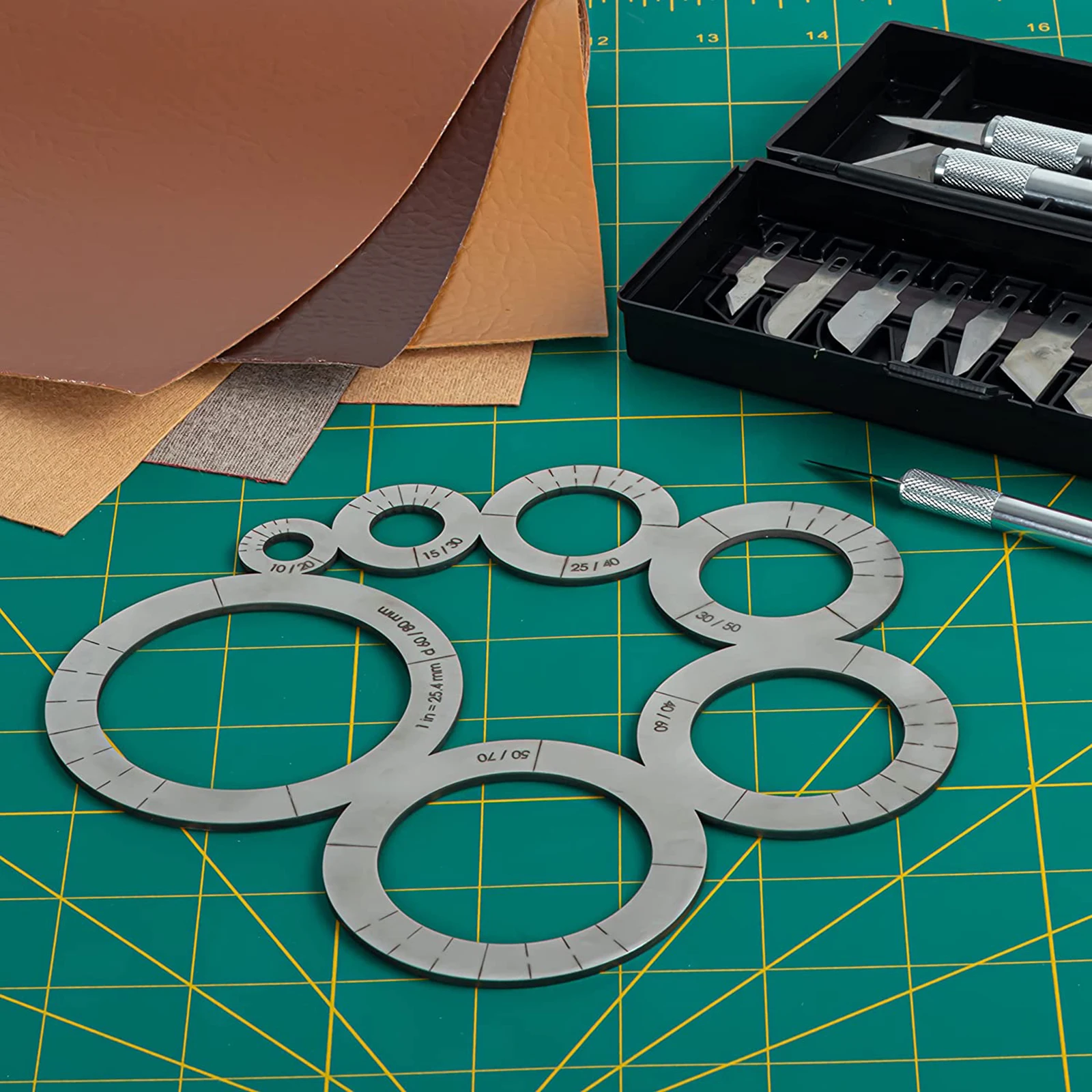Round-Leather-Cutting-Tools-Metal-Corner-Cutting-Ruler-Circle-For-DIY ...