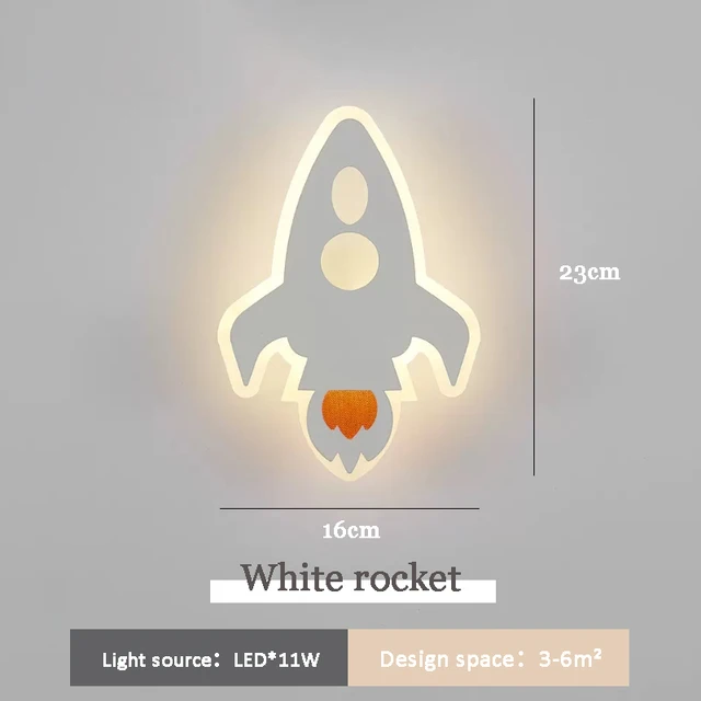 Simple Modern Children's Room Wall Lamps LED Rocket Tank Lamp Baby Room ...