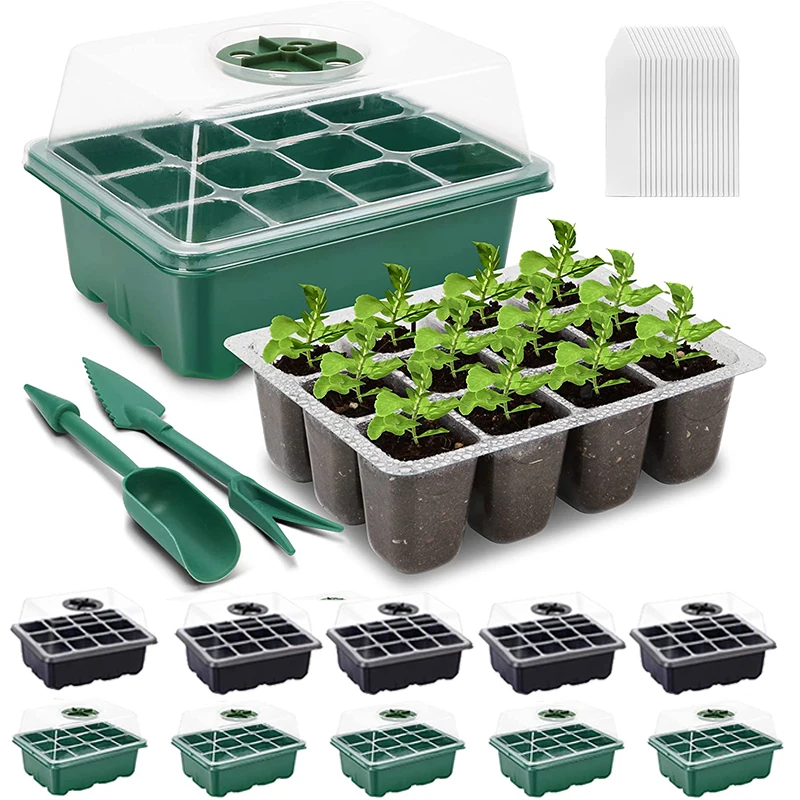 12 Cells Plant Seeds Grow Box Full Spectrum LED Grow Light Seed Starter ...