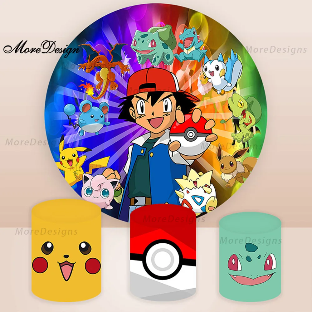 Pokemon-Birthday-Round-Backdrop-Boys-Party-Decoration-Cylinder-Covers ...
