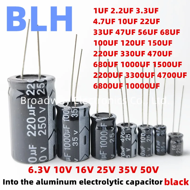 2-50PCS-Aluminum-Electrolytic-Capacitor-6-3V-10V-16V-25V-35V-50V-150UF ...