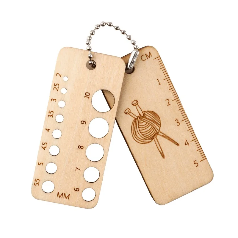 1Set-Wood-Knitting-Needle-Gauge-Ruler-Knit-Crochet-Hooks-Measure-Tool ...