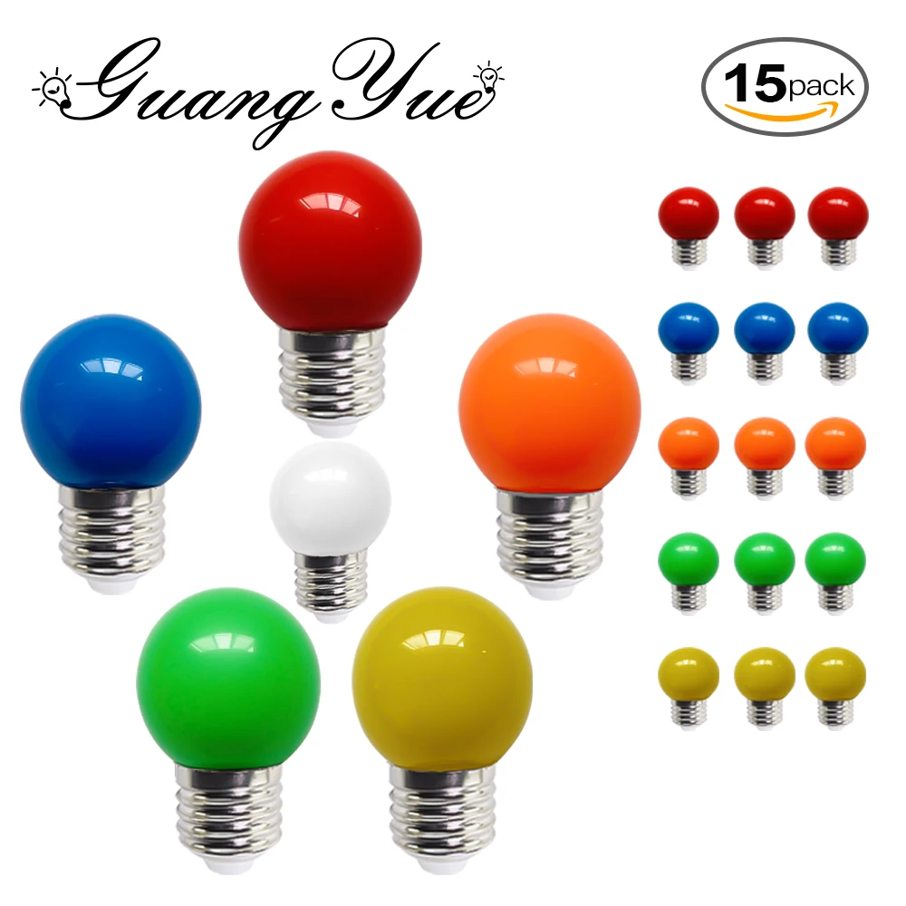 15pcs-Colourful-LED-Light-Mini-Plastic-Bulbs-G45-1W-AC-220V-DC-12V-24V ...