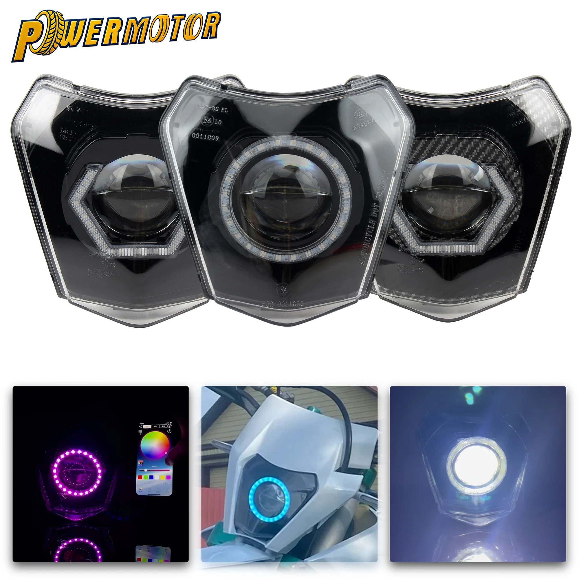 Motorcycle Angel Eyes Headlight App Control RGB Lights For KTM EXC SX ...