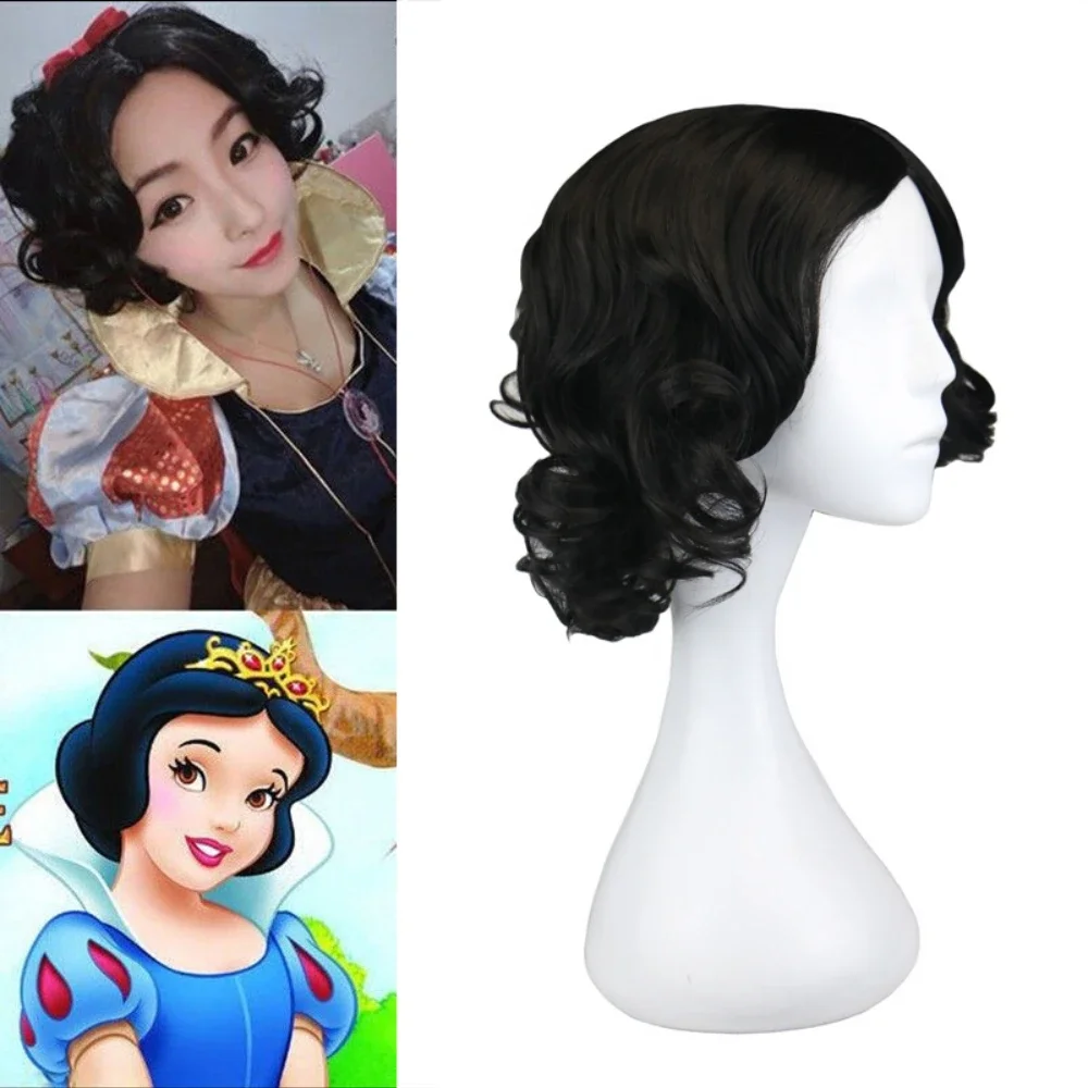 Black Short Curly Princess Wig Girls Snow White Princess Girls Women ...