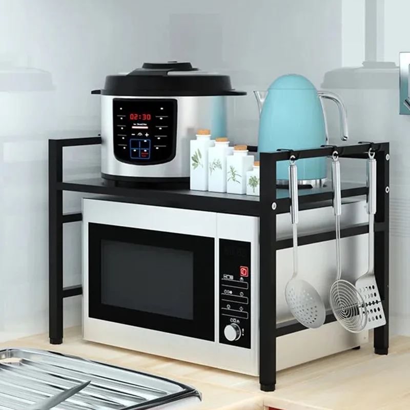 Kitchen-retractable-storage-rack-microwave-oven-rack-double-layer ...