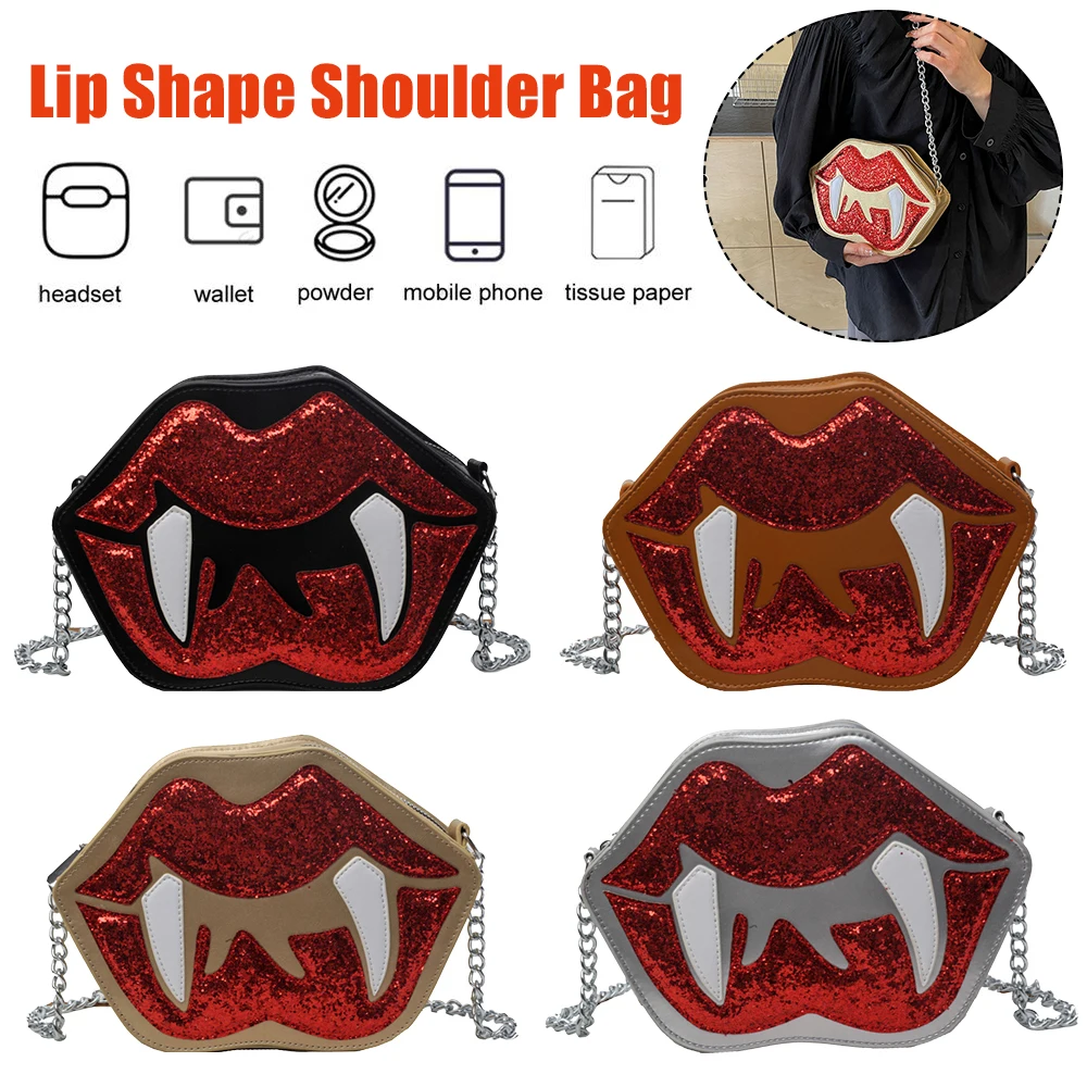 Women-Gothic-Crossbody-Bag-PU-Leather-Funny-Vampire-Chain-Bag-Zipper ...