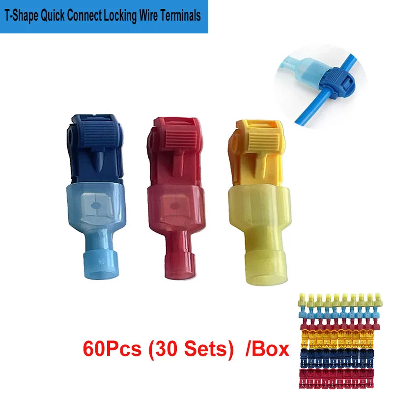 60Pcs-30-sets-T-Cable-Connector-Quick-Coupler-Locking-Wire-Terminal ...