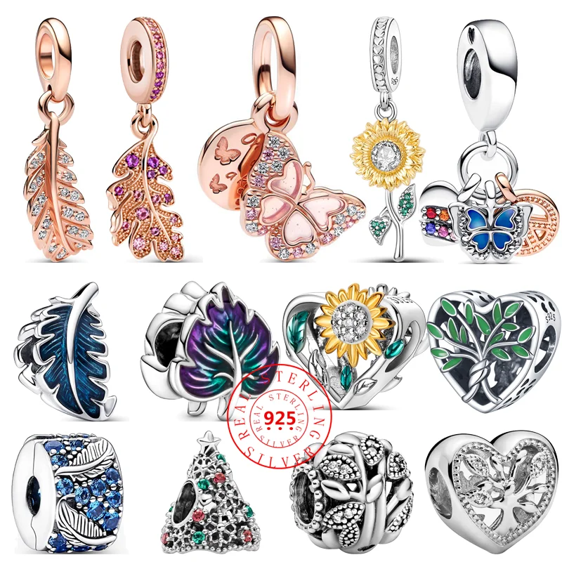 New-925-Sterling-Silver-Floating-Curved-Feather-Family-Tree-Leaves ...