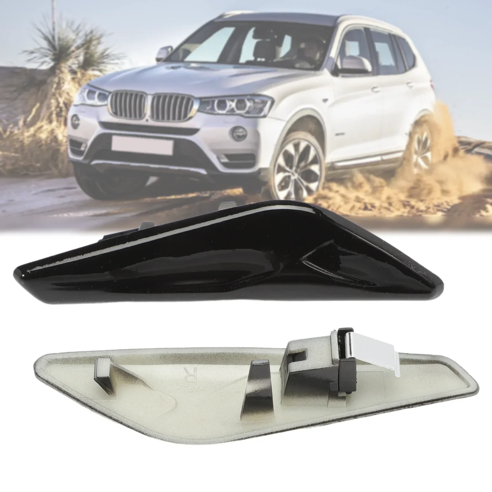 2 PCS Fender Side Marker Front Mudguard (1 Pair, Black Chrome Plated ...