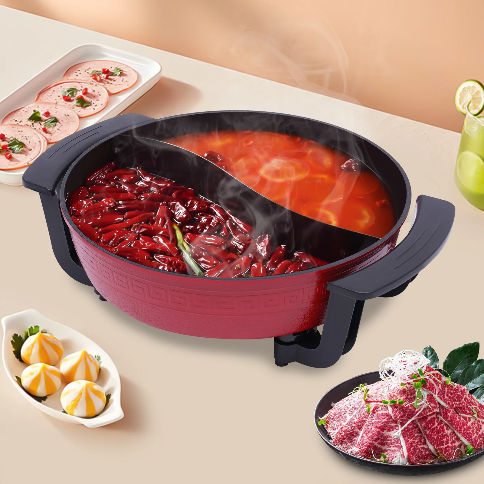 6L-Hot-Pot-Double-Steamer-Yuanyang-Hot-Pot-Multifunctional-Electric ...