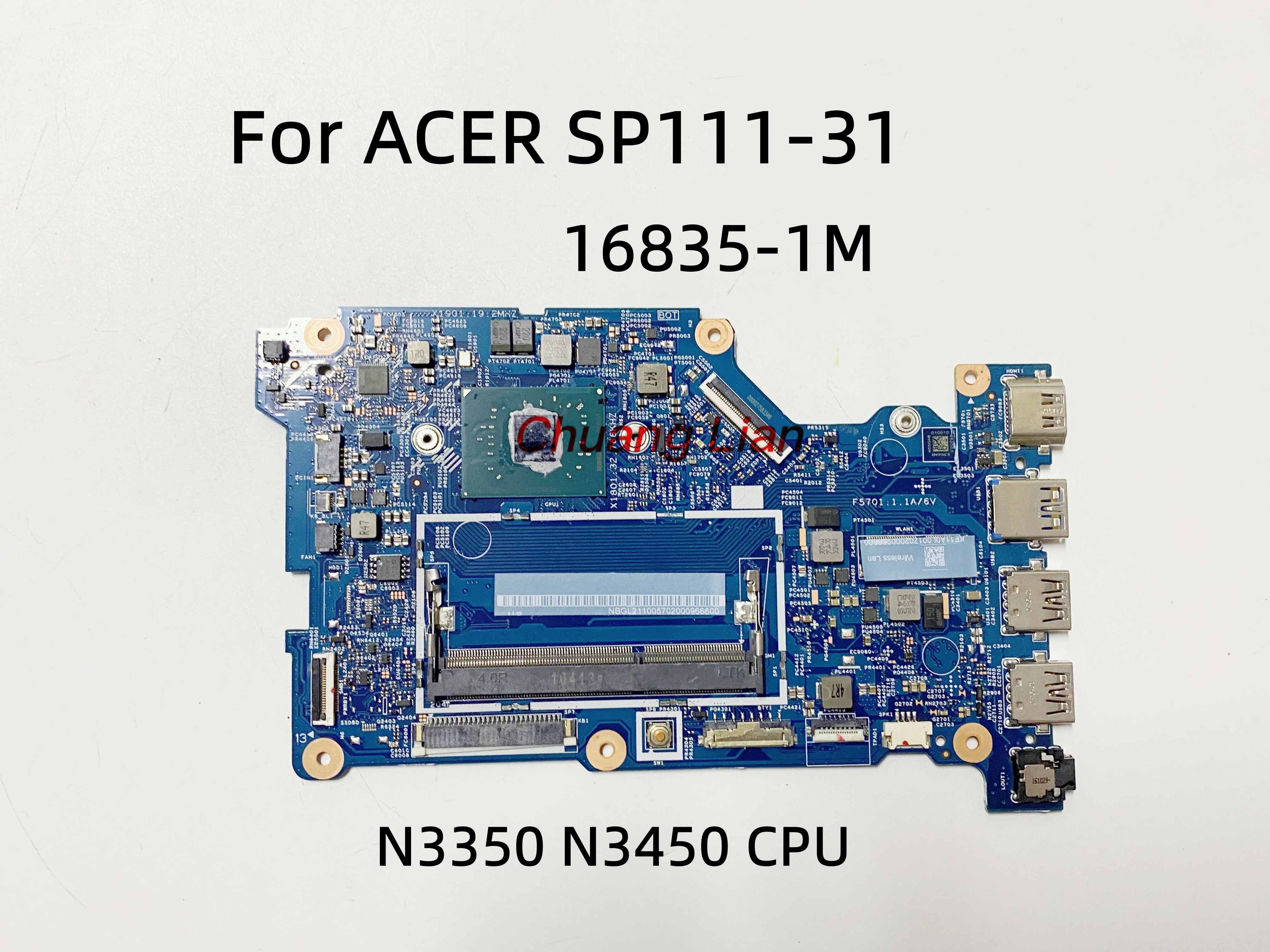 16835-1M-For-ACER-SP111-31-Laptop-motherboard-With-CPU-N3350-N3450-SSD ...