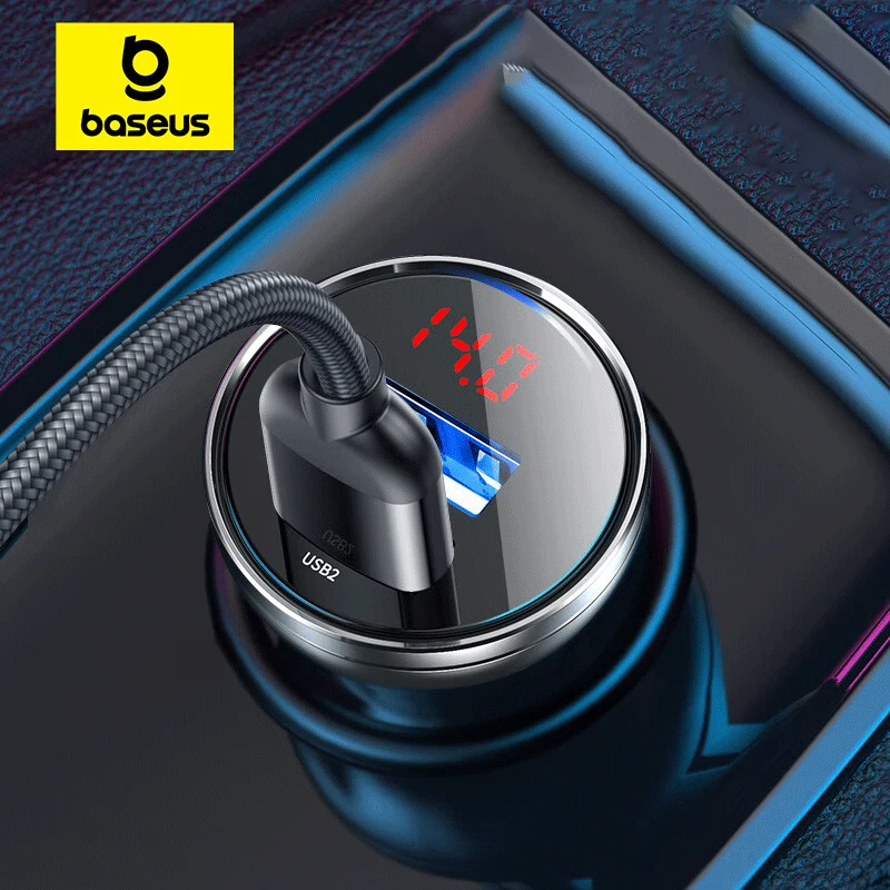 Baseus-24W-USB-Car-Charger-Dual-USB-Charger-with-LED-Display-Universal ...