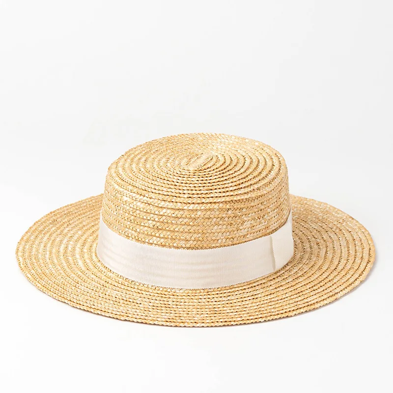 Women-Straw-Hat-White-Ribbon-Bowknot-Boater-Hat-Summer-Fedoras-Beach ...