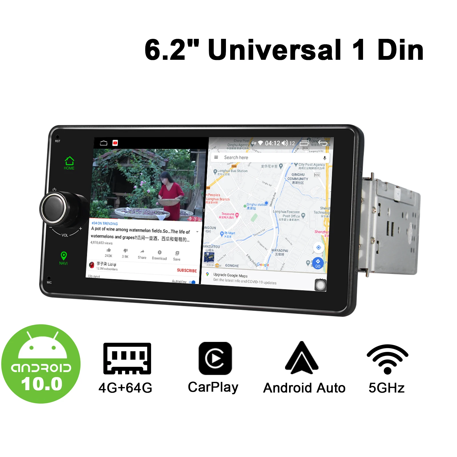 JOYING 6.2"Single 1 Din Android Auto Car Radio Stereo Universal Head ...