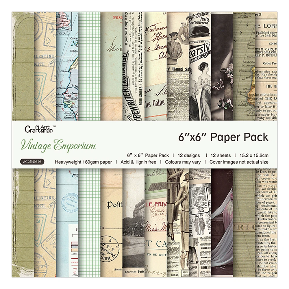 12 Pieces Of Decorative Paper Map Style 6-inch Background Paper ...