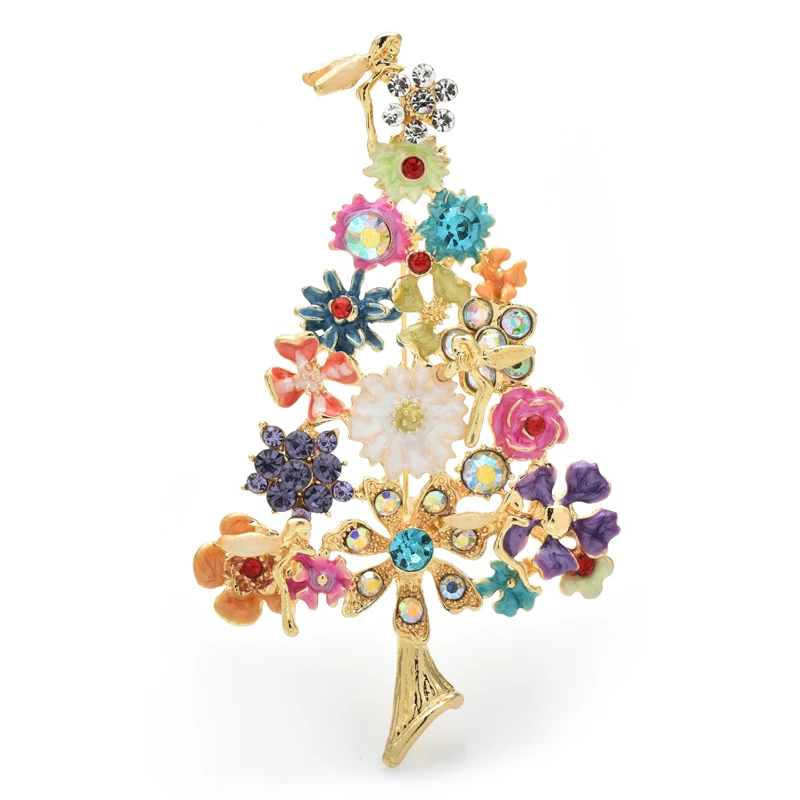 Wuli&baby Flower Tree Brooches For Women Unisex Enamel Multicolor ...