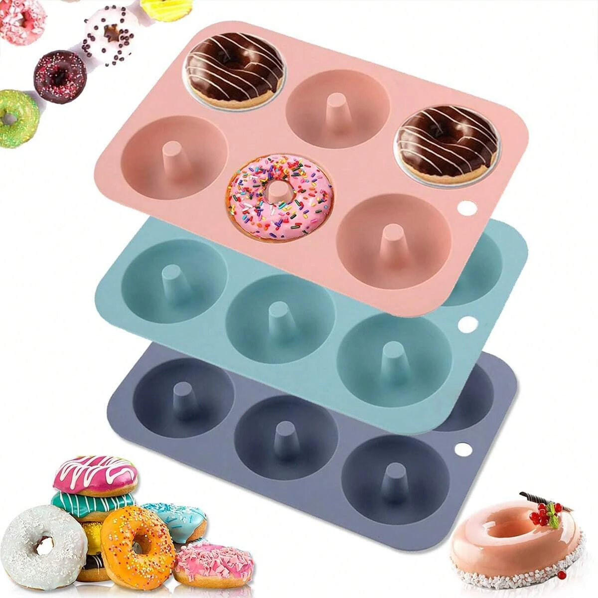 Silicone-Donut-Mold-Baking-Utensils-Round-High-Temperature-Resistant ...
