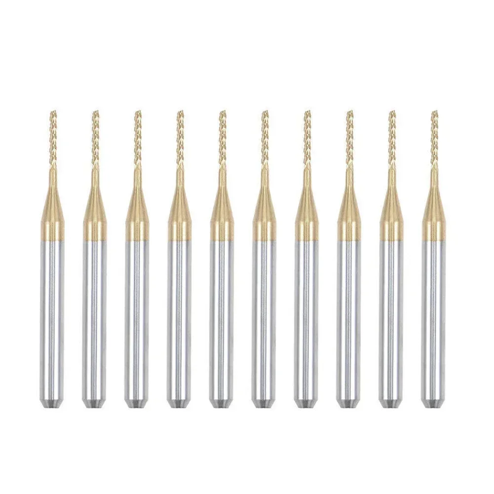 10pcs Drill Bit Set 1mm Coat Carbide End Mill Engraving CNC Router Bits ...