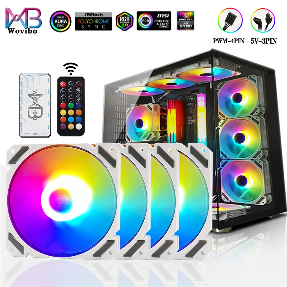120mm Rgb Argb Fan Ventilador White Ventilateur Pwm 4pin 5v 3pin Fans ...