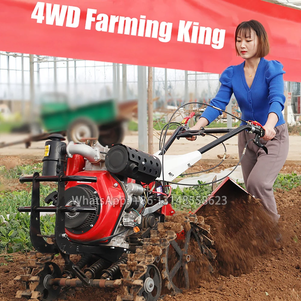 Agricultural-Four-Wheel-Drive-Mini-Tiller-Ditching-Small-Cultivation ...