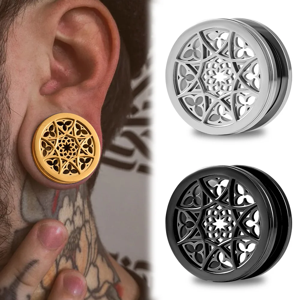 Doearko 2PCS Flower Ear Gauges Plugs Tunnels 316 Stainless Steel Women ...