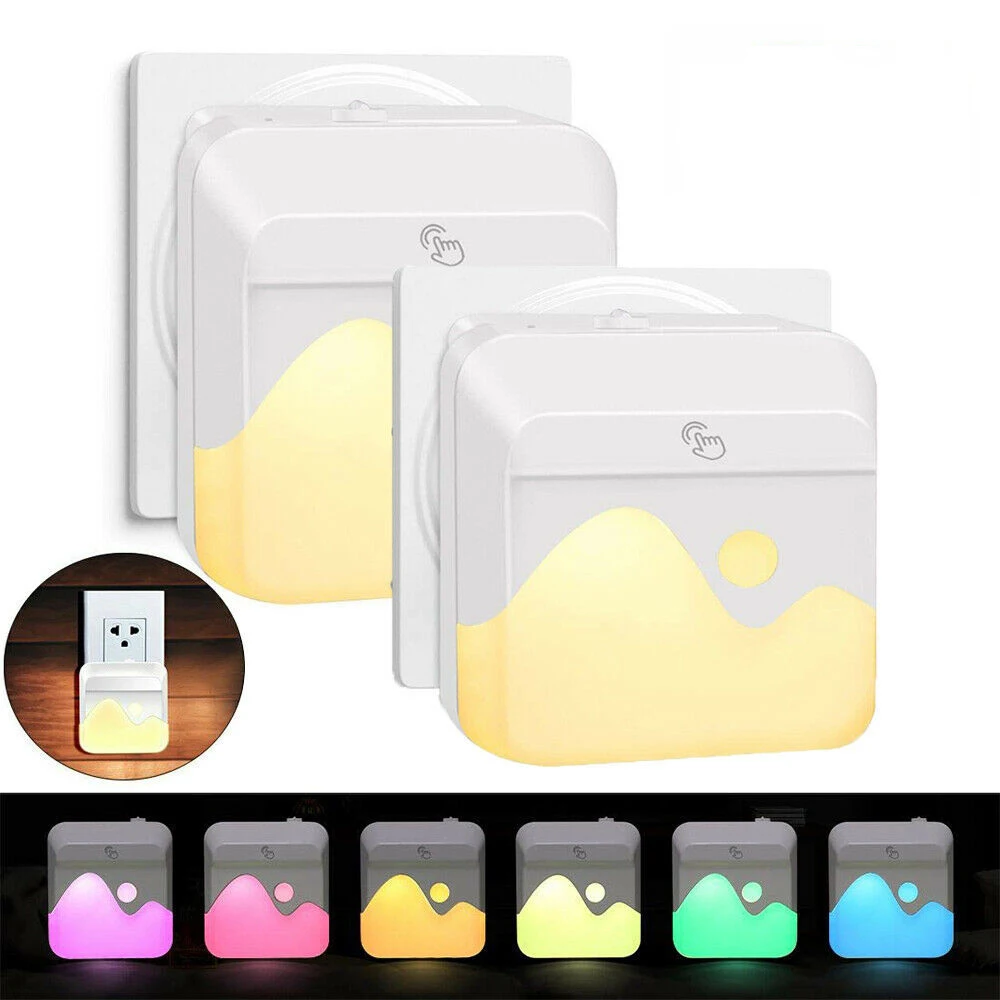 1-2Pcs-RGB-Light-Controlled-Night-Light-LED-16-Colors-Dimmable-Night ...