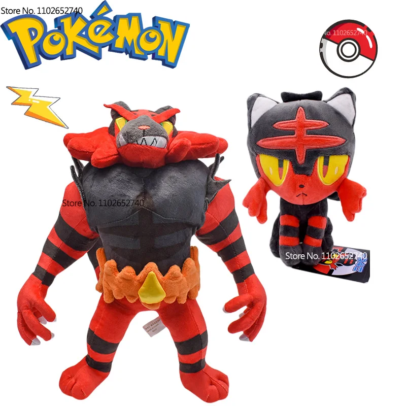 Anime-Pokemon-Incineroar-Litten-Kawaii-Plush-Toys-Flames-Roaring-Tigers ...